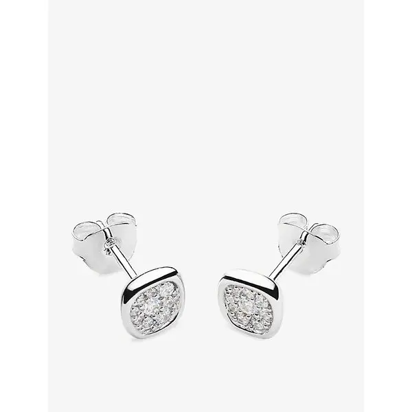 MISSOMA Molten Soft Square Pavé Sterling -plated Brass Stud Earrings