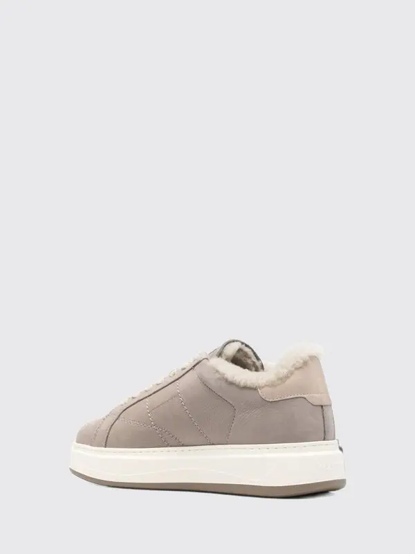 Woolrich Nubuck Low-top Sneakers With A Chunky Sole And Shearling Lining