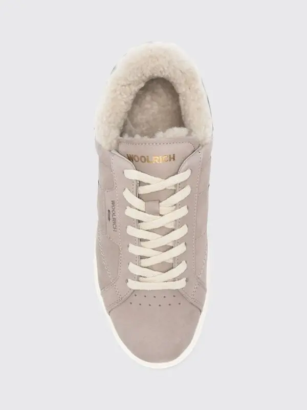 Woolrich Nubuck Low-top Sneakers With A Chunky Sole And Shearling Lining
