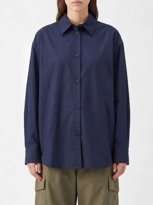 Loewe Slim Fit Cotton Shirt With French Collar And Concealed Placket - Navy