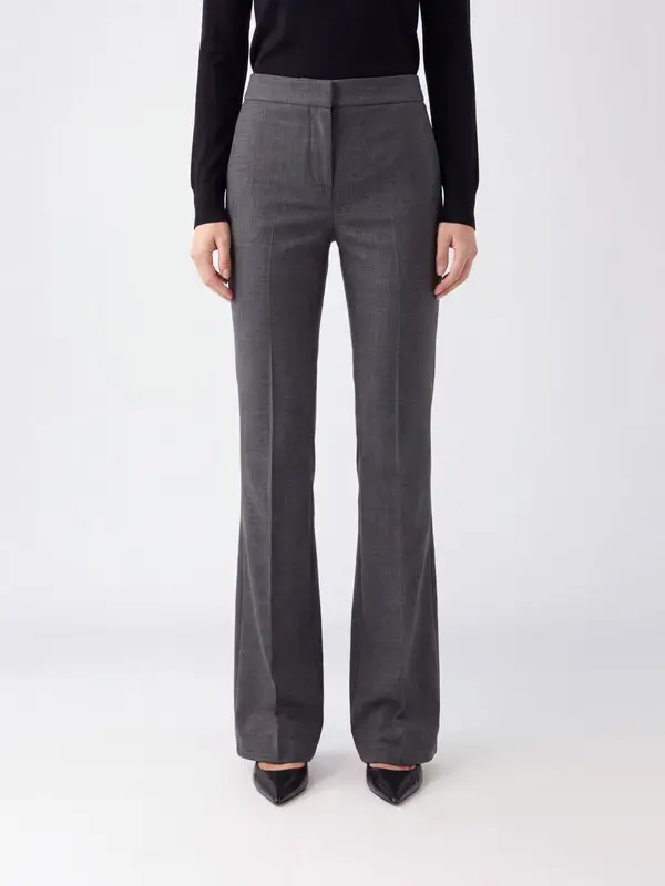Blumarine Mid-rise Flared Trousers In Wool Blend - Grey