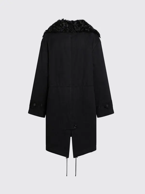 TOTEME Double-breasted Knee-length Cotton Coat With Fur Collar