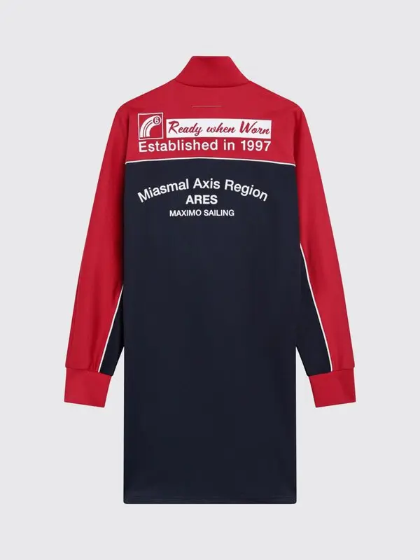 MAISON MARGIELA High-neck Slogan-print Jersey Sweatshirt Mini Dress - Blue 1