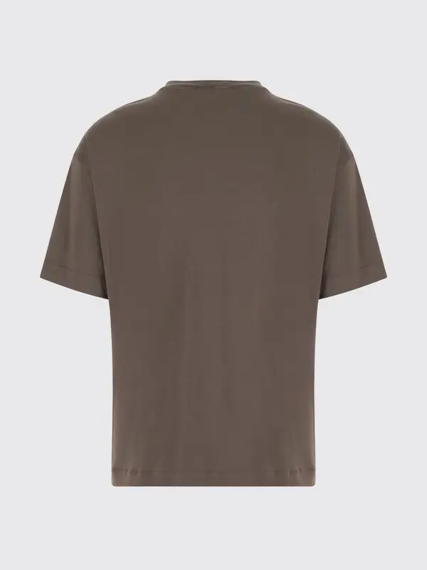 Giorgio Armani Crewneck T-shirt In Cotton And Modal With Contrast Logo