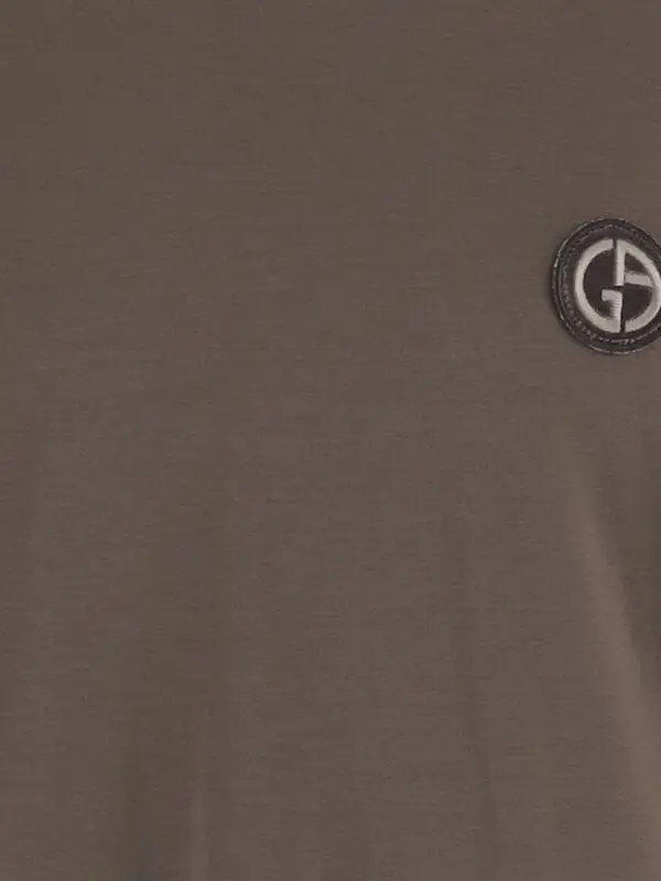 Giorgio Armani Crewneck T-shirt In Cotton And Modal With Contrast Logo