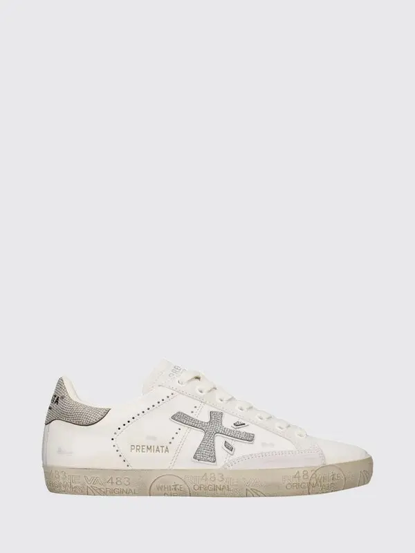 Premiata Stevend Calfskin Sneakers With Used Effect And Logo