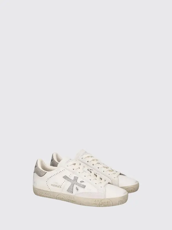 Premiata Stevend Calfskin Sneakers With Used Effect And Logo