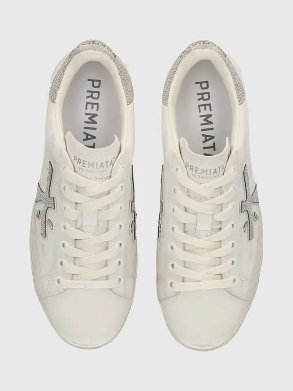 Premiata Stevend Calfskin Sneakers With Used Effect And Logo