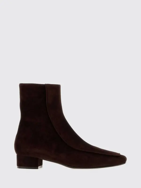 HERBERT LEVINE Calfskin Ankle Boots With Square Toe And Zip Closure - Coffee