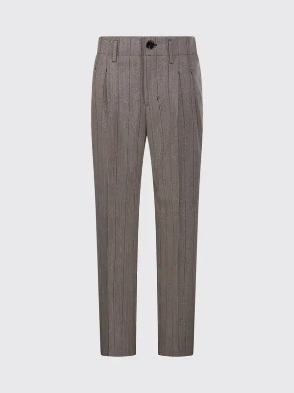 AMI Paris Striped High-waisted Virgin Wool Wide-leg Trousers