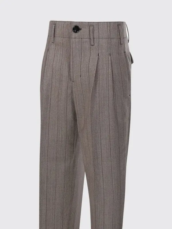 AMI Paris Striped High-waisted Virgin Wool Wide-leg Trousers