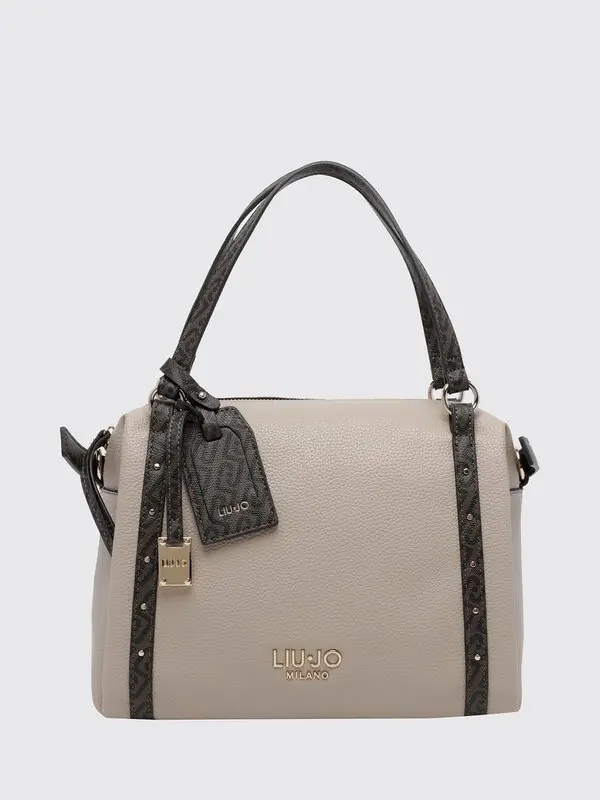 Liu Jo Handbag In Faux Leather With Monogram Print And Logo Charm - Beige