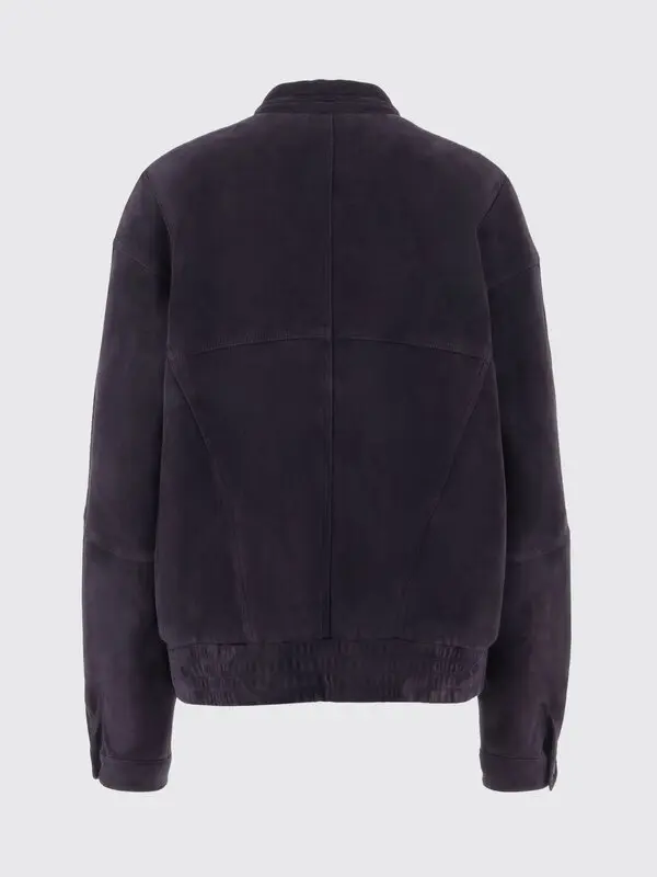 Giorgio Armani Suede Bomber Jacket With High Neck