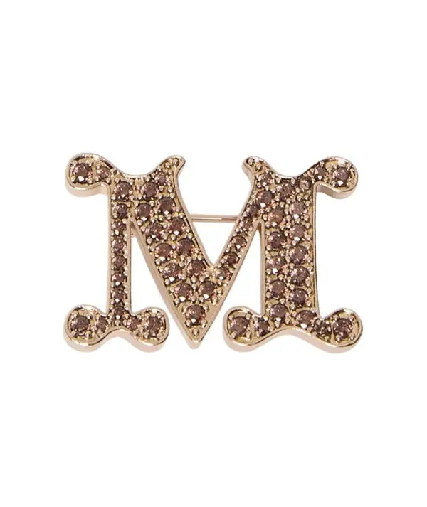 Max Mara Monogram Brooch With Crystals