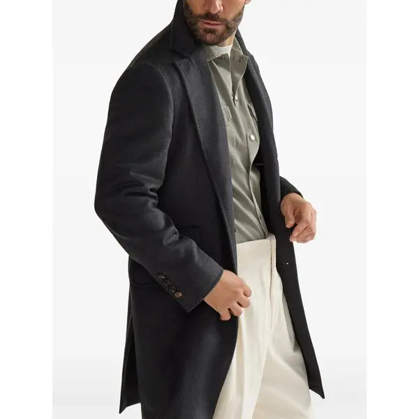 Brunello Cucinelli Grey Coats Single Breasted Coats