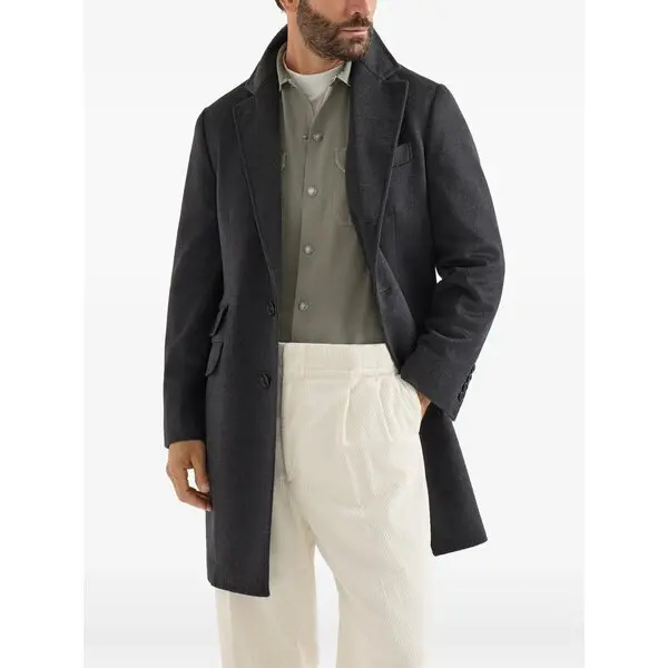 Brunello Cucinelli Grey Coats Single Breasted Coats