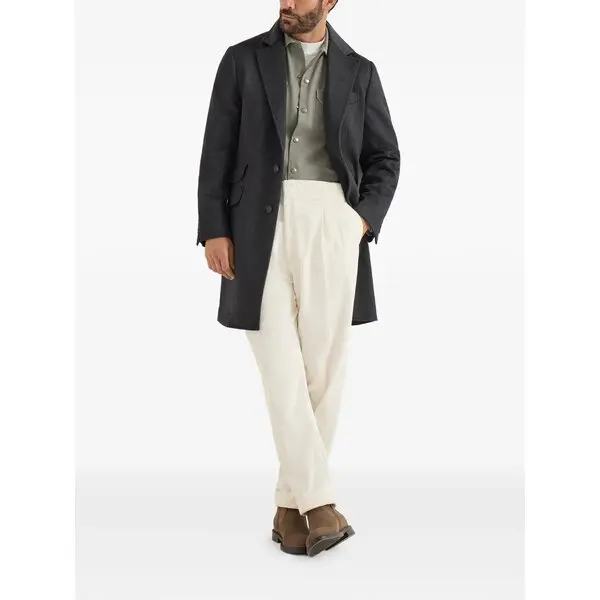 Brunello Cucinelli Grey Coats Single Breasted Coats
