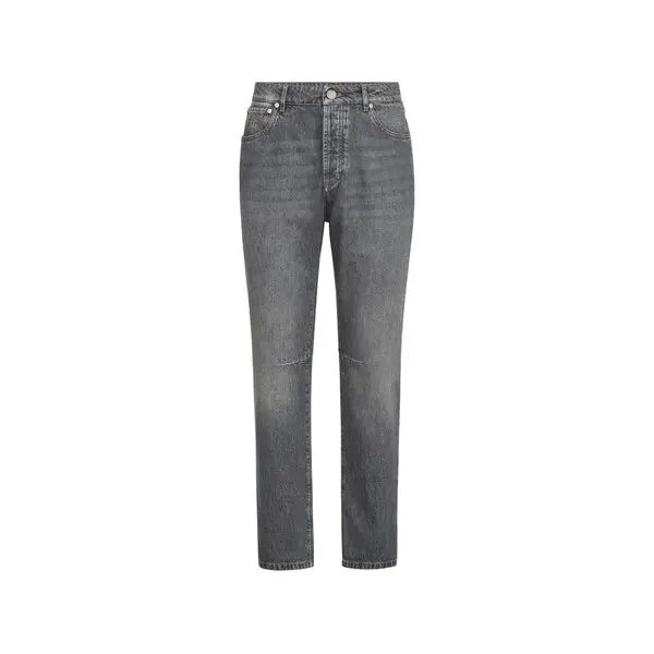 Brunello Cucinelli Grey Denim Regular & Straight-leg Jeans - Gray