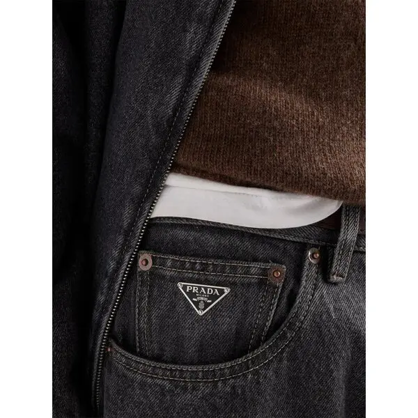 Prada Grey Denim Regular & Straight-leg Jeans - Gray