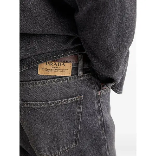 Prada Grey Denim Regular & Straight-leg Jeans - Gray