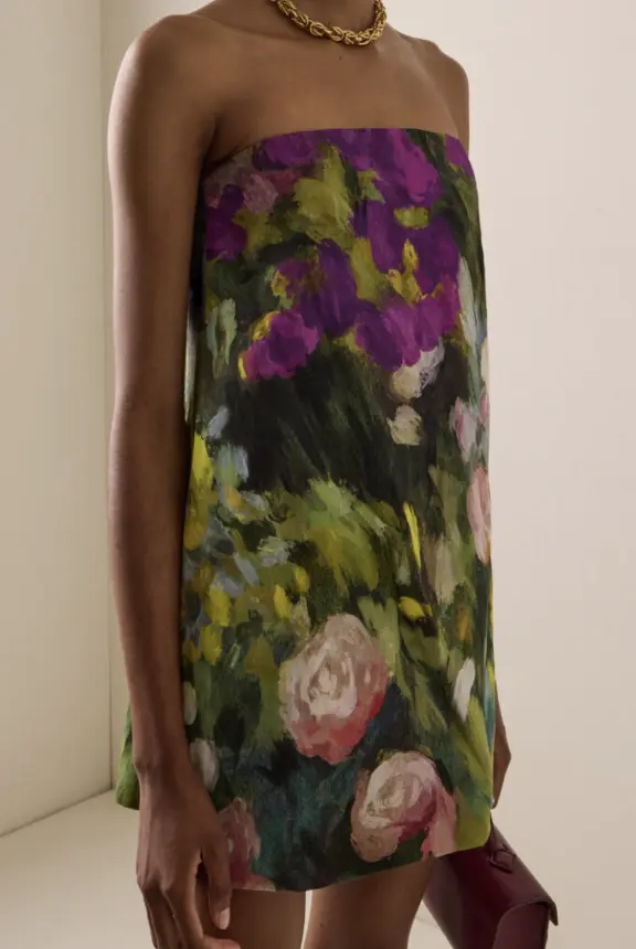 Oscar De La Renta Abstract Garden Twill Mini Dress - Multi