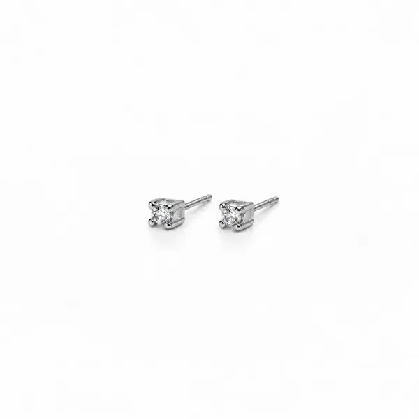 THE JEWELLERY STORE LONDON Crystal Tiny Studs In Sterling Silver - Silver/white