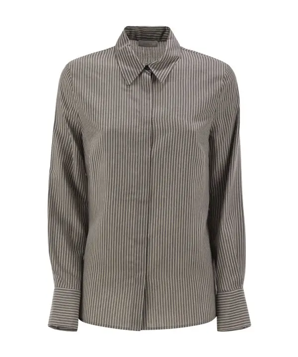 Peserico Striped Long Sleeve Shirt - Gray