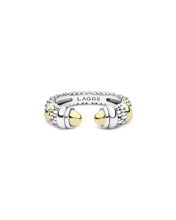 Lagos Sterling & 18k Yellow Gold Signature Caviar Mini Versa Stack Ring