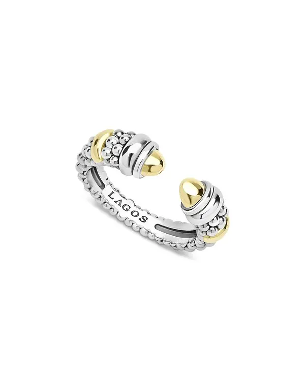 Lagos Sterling & 18k Yellow Gold Signature Caviar Mini Versa Stack Ring