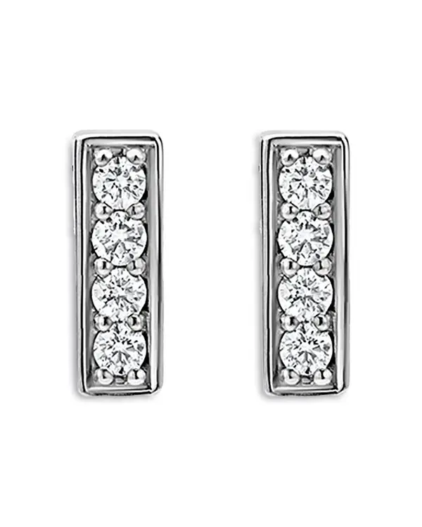 Lagos Sterling Caviar Spark Diamond Linear Stud Earrings