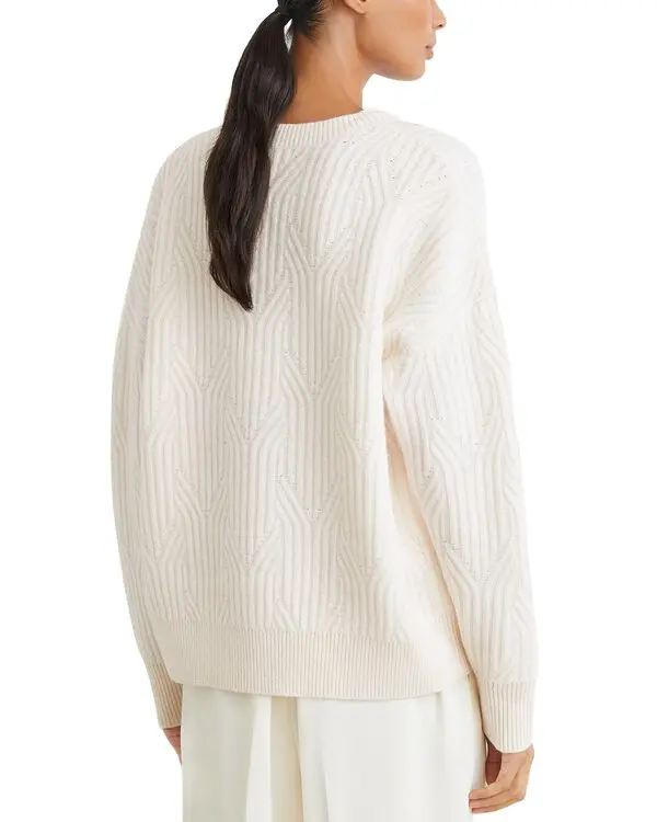 REISS Leah Geometric Wool & Cashmere Crewneck Sweater