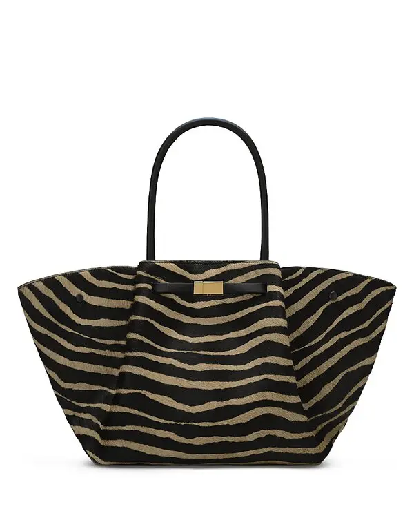 DEMELLIER New York Calf Hair Belted Tote - Zebra Effect/black