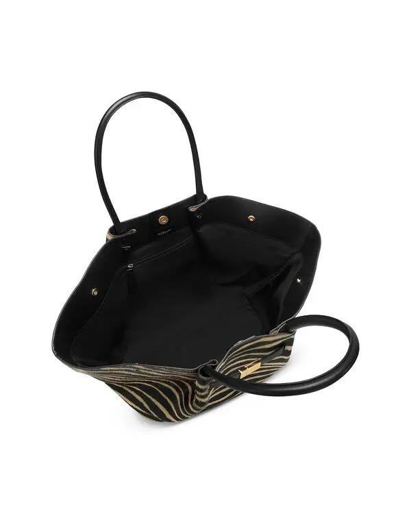 DEMELLIER New York Calf Hair Belted Tote - Zebra Effect/black