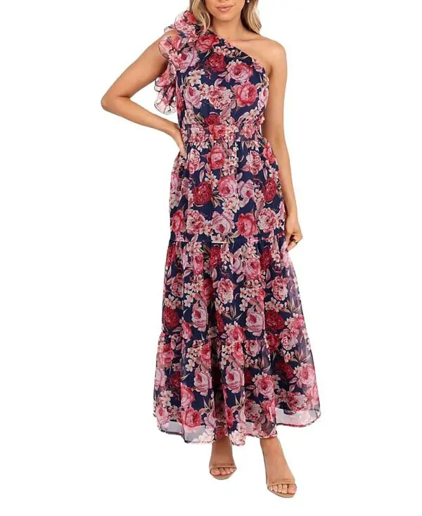 PETAL AND PUP Layley One Shoulder Maxi Dress - Navy