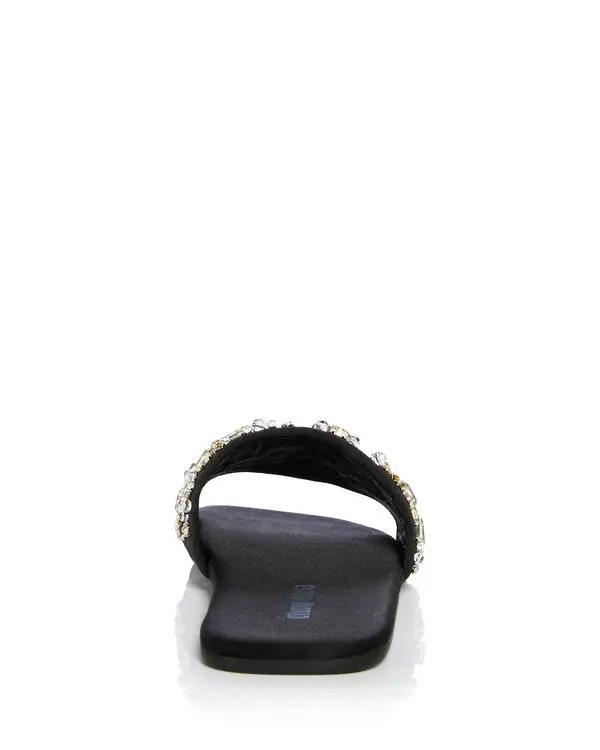 Miu Miu Embellished Silk Slide Sandals - Nero