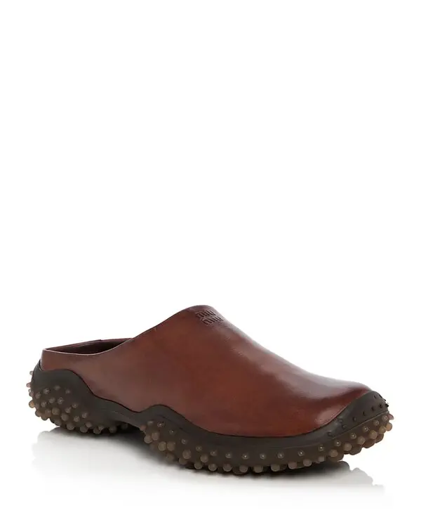 Miu Miu Leather Mule Flats - Caffe