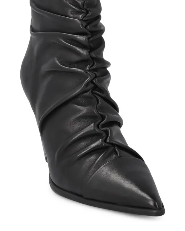Pinko Vane Ruched Leather Ankle Boots