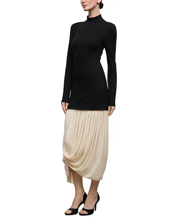 Staud Donna Mixed Media Bodycon Dress - Black/ivory