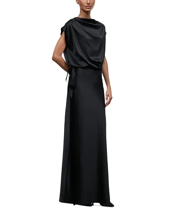Staud Evelyn Silk Stretch Satin Dress - Black