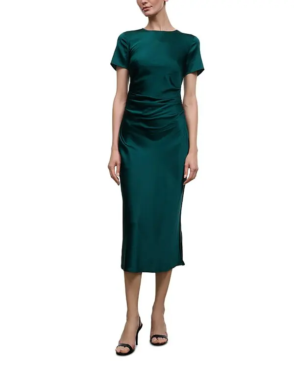 Staud Marcel Silk Blend Short Sleeve Dress - Emerald