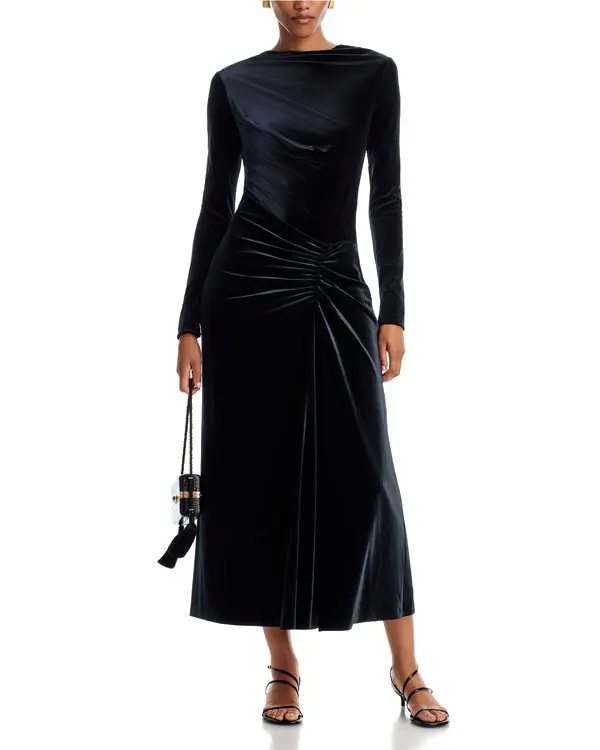 Simkhai Ferrrera Draped Velvet Midi Dress