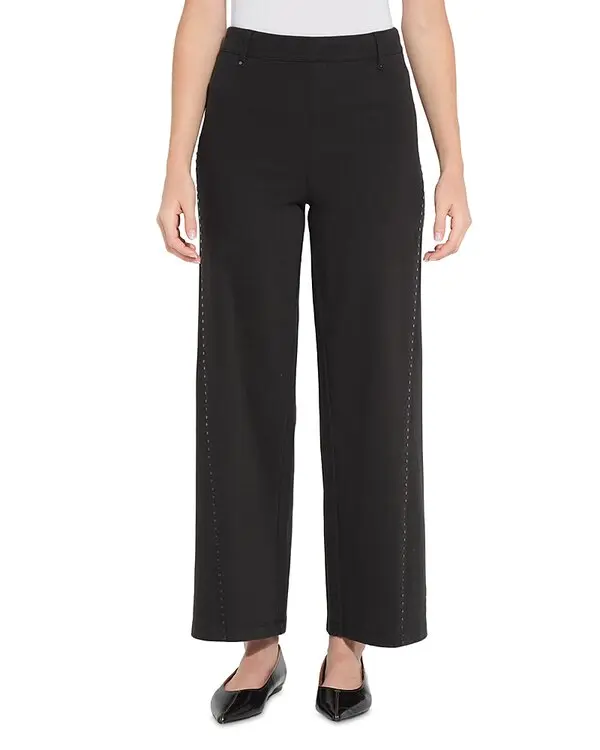 Lyssé Erin Cotton Stretch Studded Seam Wide Leg Pants