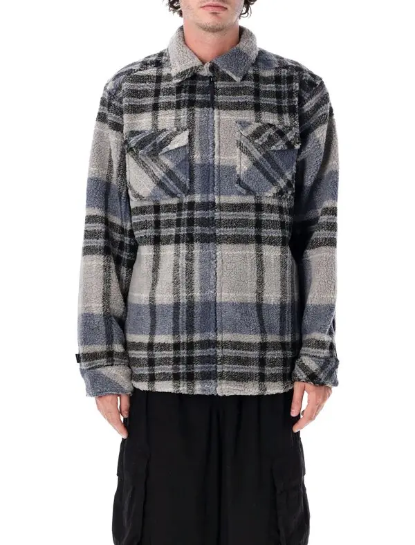 KAVU Plaid Sherpa Fleece Overshirt Jacket - River