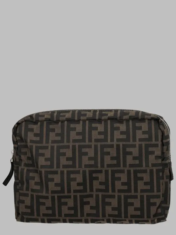 Fendi Beauty Case Medium Soft Fabric Superlight Ff Clutch Bag - Brown