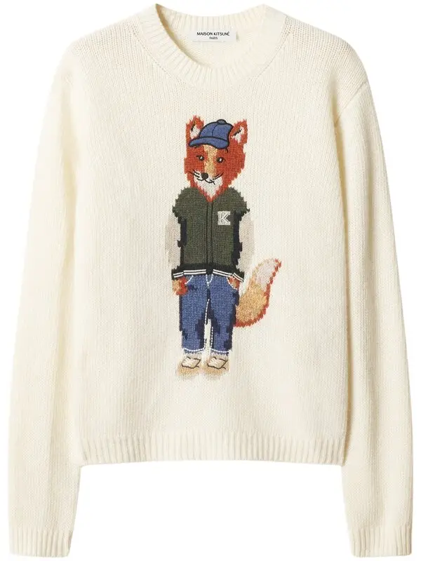 Maison Kitsuné Intarsia Fox Sweater - Ecru