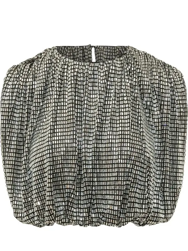SELF-PORTRAIT Style Rhinestone Drape Top - Silver