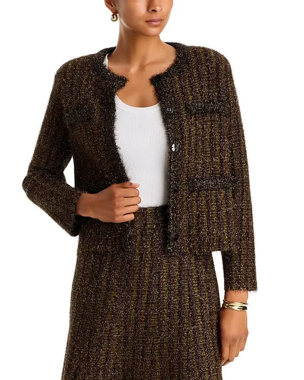 Veronica Beard Keziah Metallic Knit Jacket - Black Multi