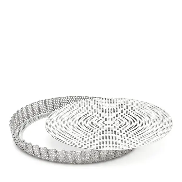 DE BUYER 11 Perforated Stainless Steel Round Tart/pie Mold With Removable Bottom