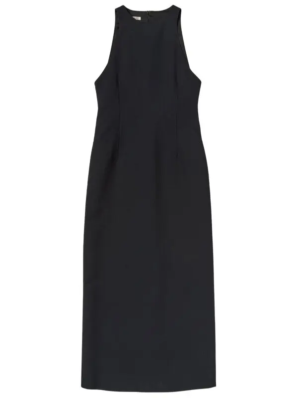 Auralee Wool Tense Sleeveless Mini Dress With Round Neck And Back Zip - Black