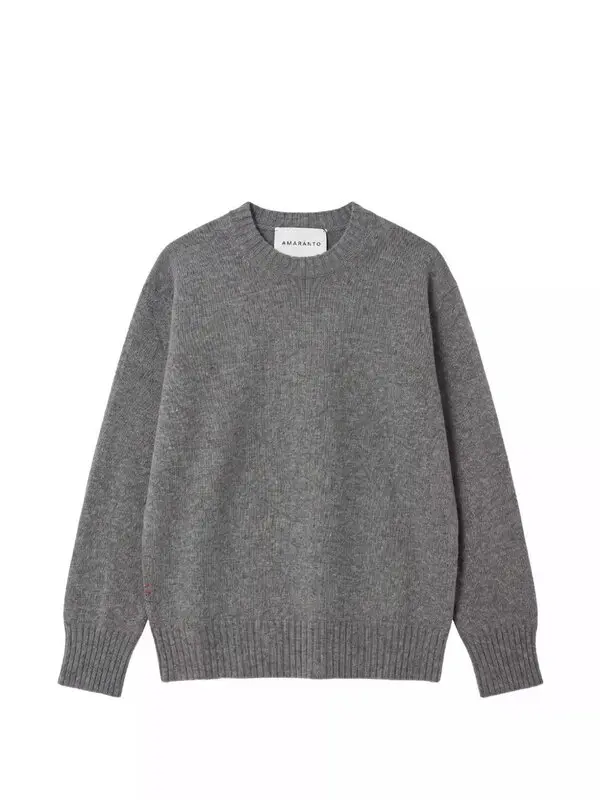 AMARANTO Embroidered-logo Crew-neck Sweater - Grey